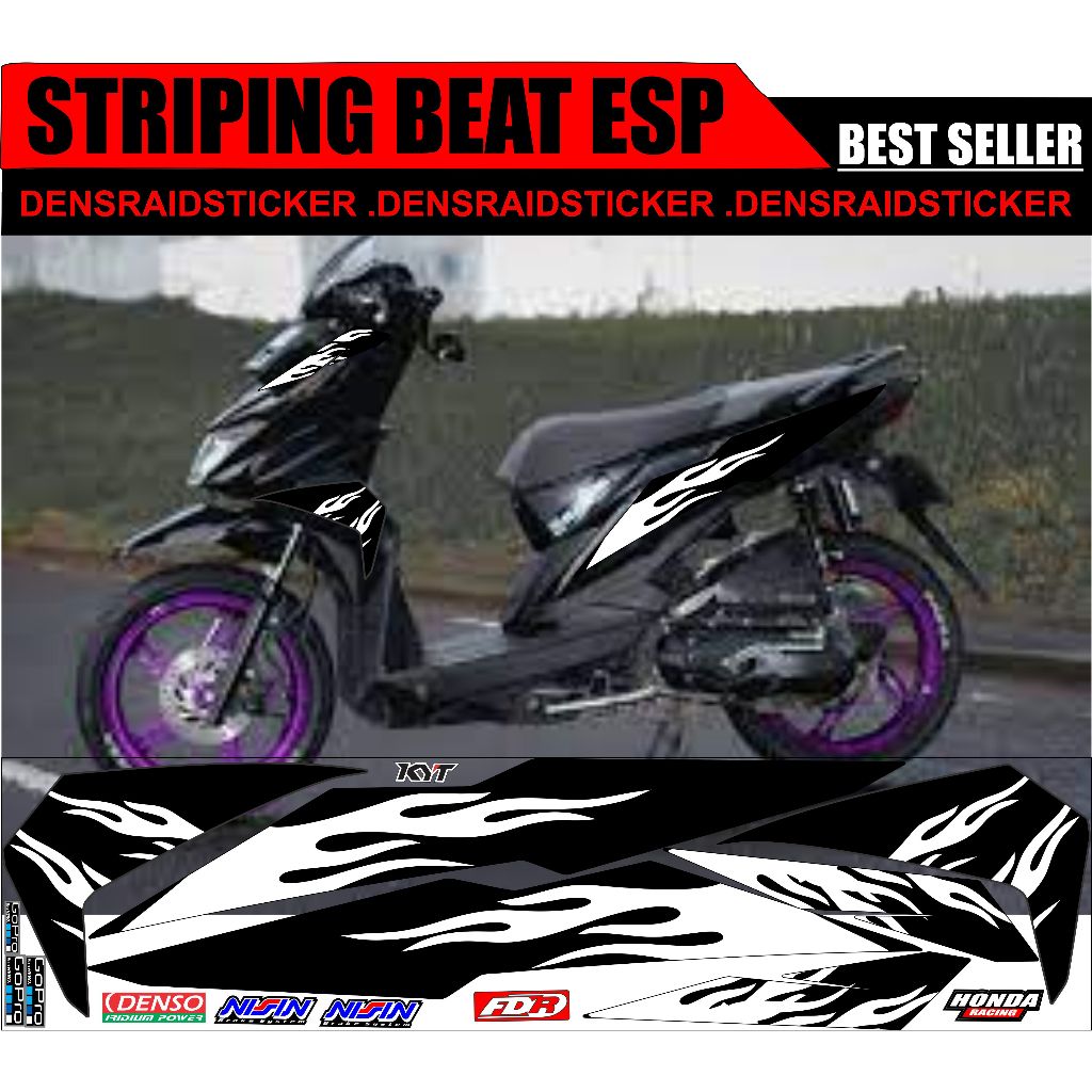 Jual STRIPING STIKER PAREASI HONDA BEAT ESP HITAM MODEL WARNA API ...