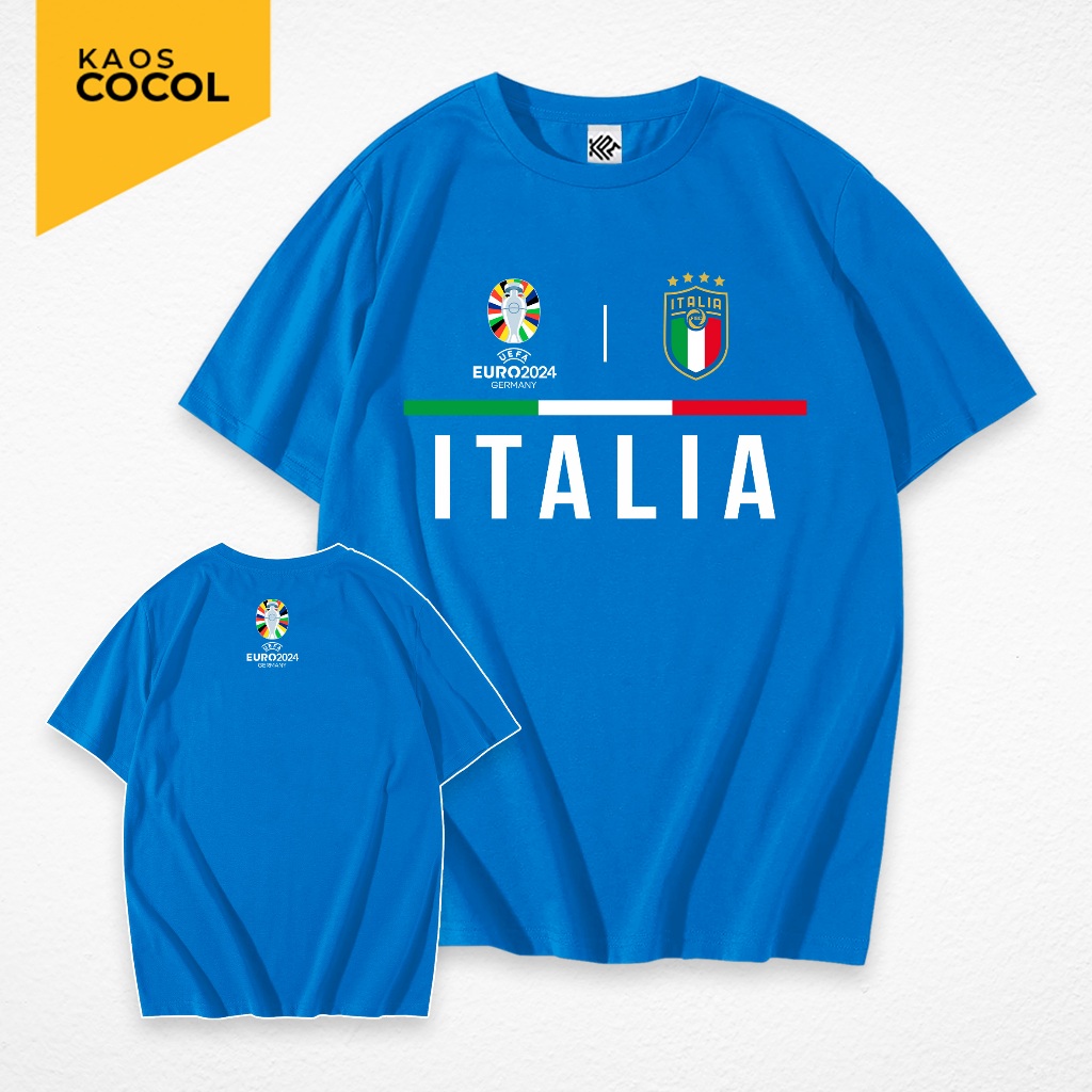 Jual Cocol Store - Kaos Bola Tim Italia Euro 2024 Bahan Tebal Combed ...