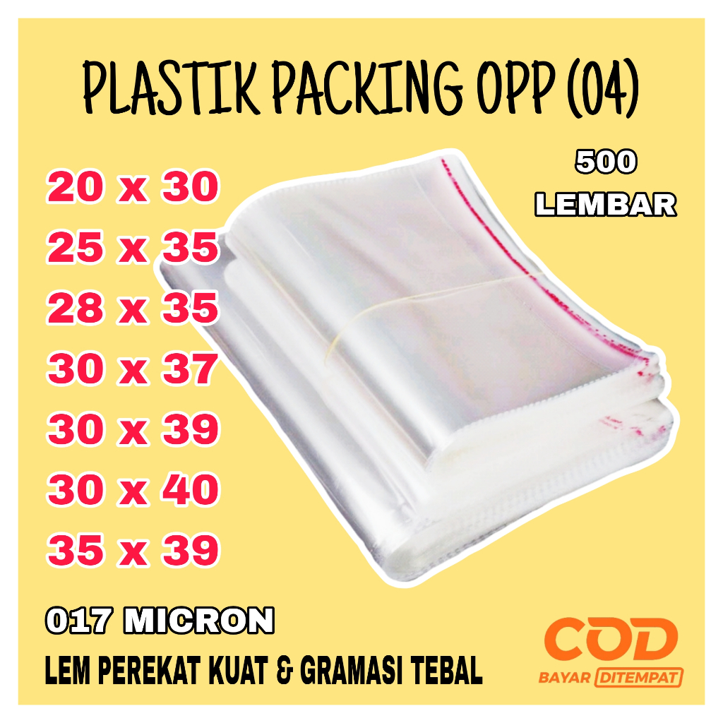 Jual Plastik Packing OPP Bening Tebal 04 (017 Micron) Per 500 Lembar ...