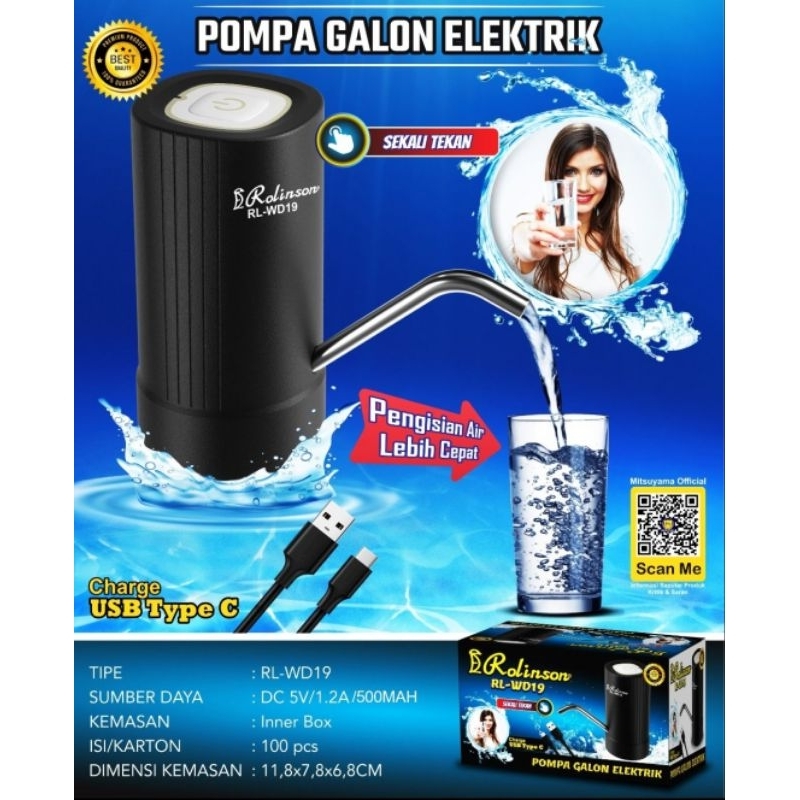 Jual Pompa Galon Elektrik Rolinson RL-WD19 Dispenser Electric Otomatis ...
