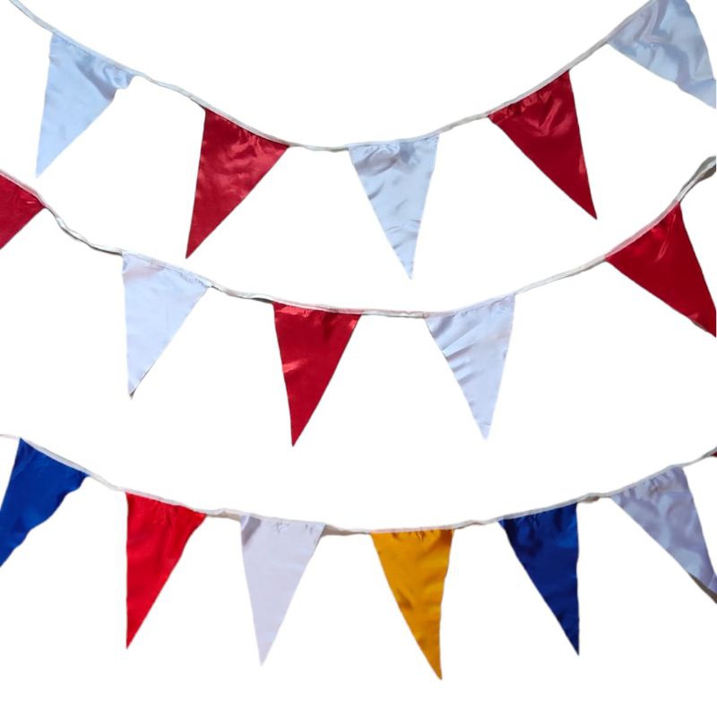 Jual ( panjang 4 meter ) Bendera segitiga merah putih / umbul umbul warna warni / umbul umbul ...