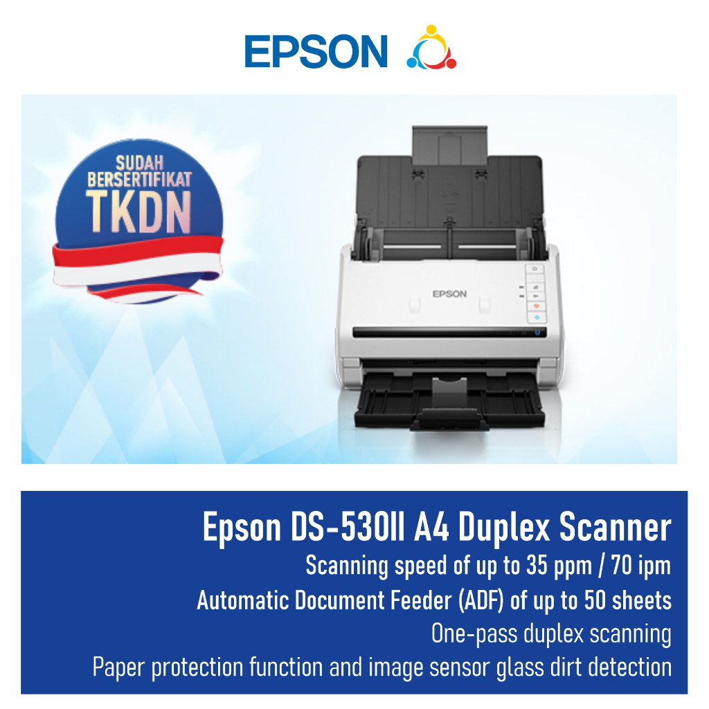Jual Epson WorkForce DS-530II A4 Duplex Sheet-fed Document Scanner ...