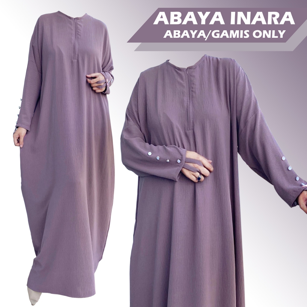 Jual Baju Gamis Abaya Inara Tanpa Khimar Turki Arab Dress Crinkle ...