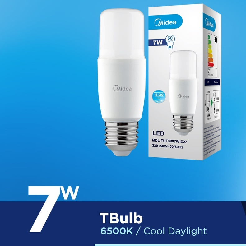 Jual Midea Bundle Lampu T-Bulb Led Stick 07 Watt 6500K Putih - isi 3 ...