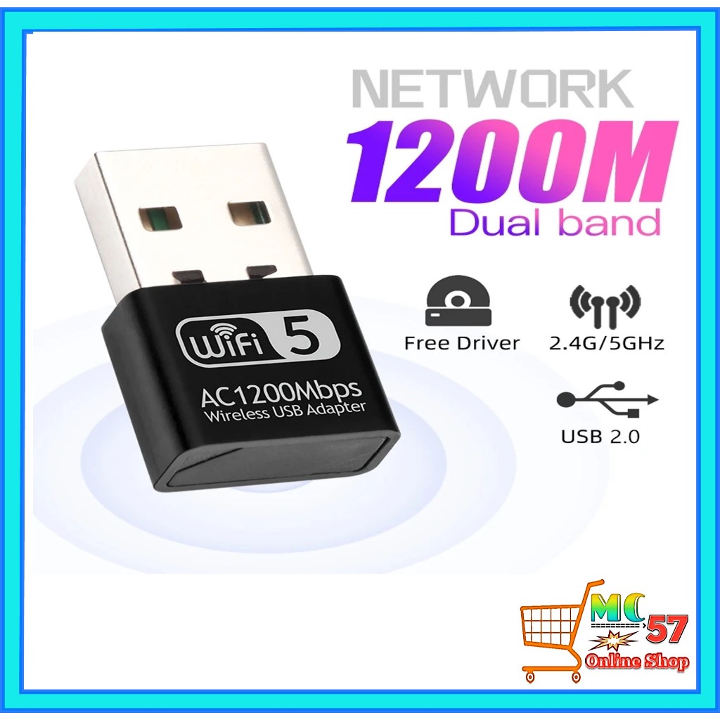 Jual Alat Penangkap Wifi Komputer Laptop Wifi Adapter 5Ghz USB 1200mbps ...