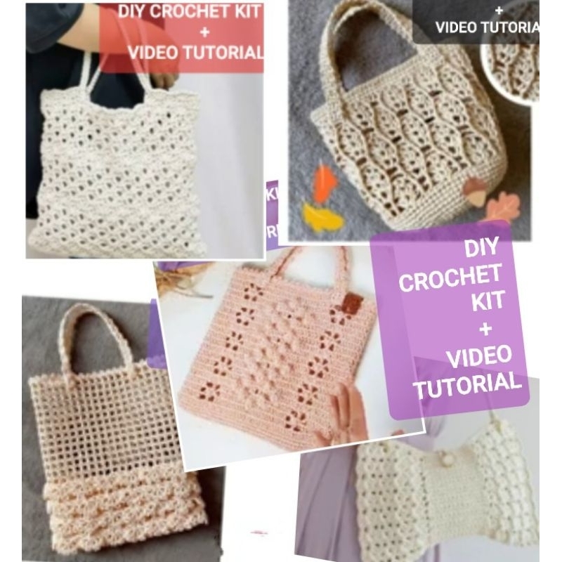 Jual [New) DIY CROCHET KIT Tas korea paket merajut with VIDEO TUTORIAL ...