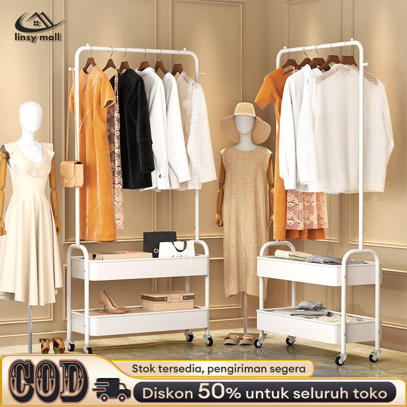 Jual Rak Baju Susun Rak Gantungan Baju Roda Stand Hanger Gantung ...