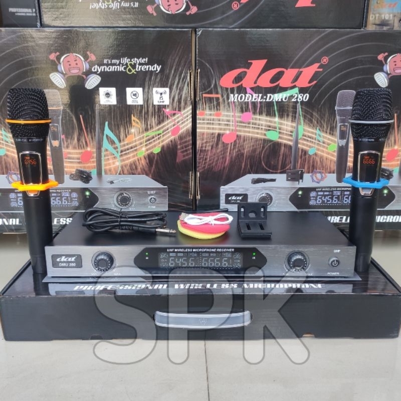 Jual Mic Wireless DAT DMU 280 Dual Channels UHF | Shopee Indonesia