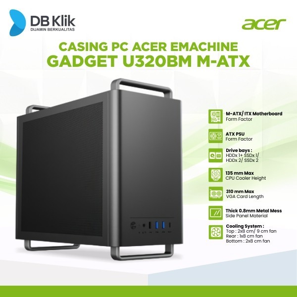 Jual Casing PC / Casing CPU Acer Emachine Gadget U320BM m-Atx Black ...