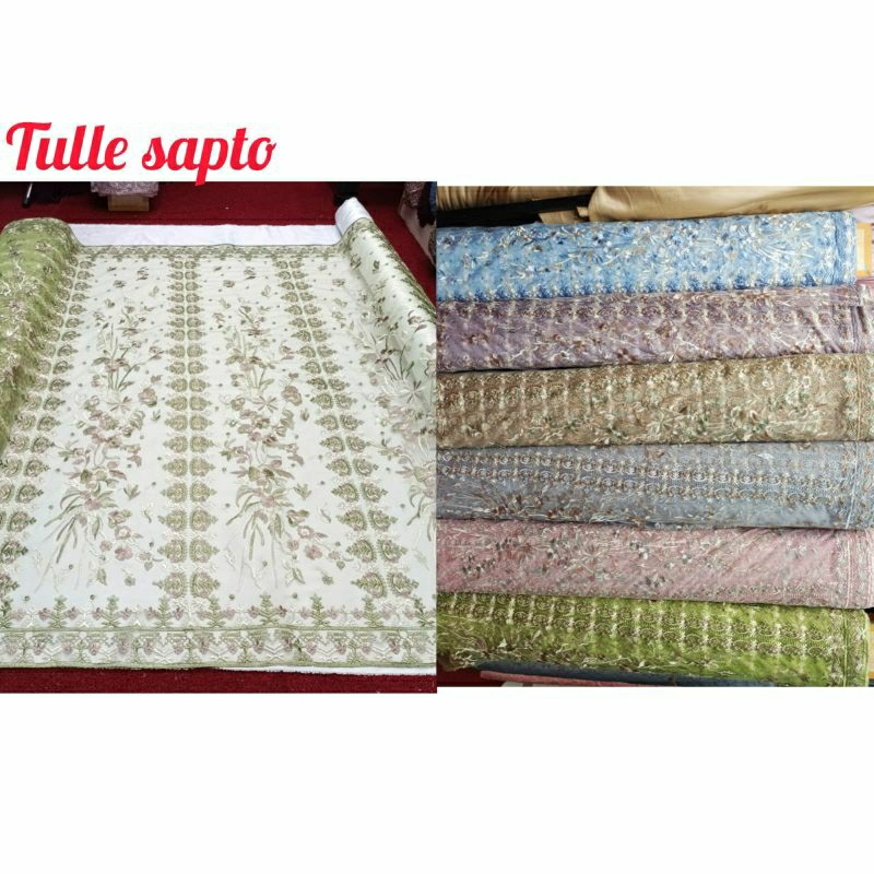 Jual Tille Neska Tule sapto Bahan tile bordir Kain brokat Hrga 0.50 cm ...