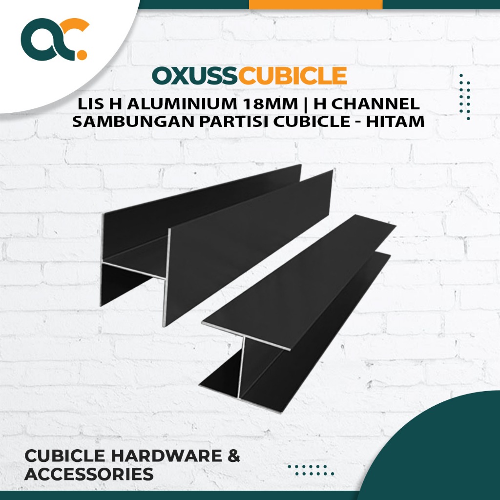 Jual Lis H Channel Aluminium 18mm Sambungan Partisi Cubicle Hitam ...