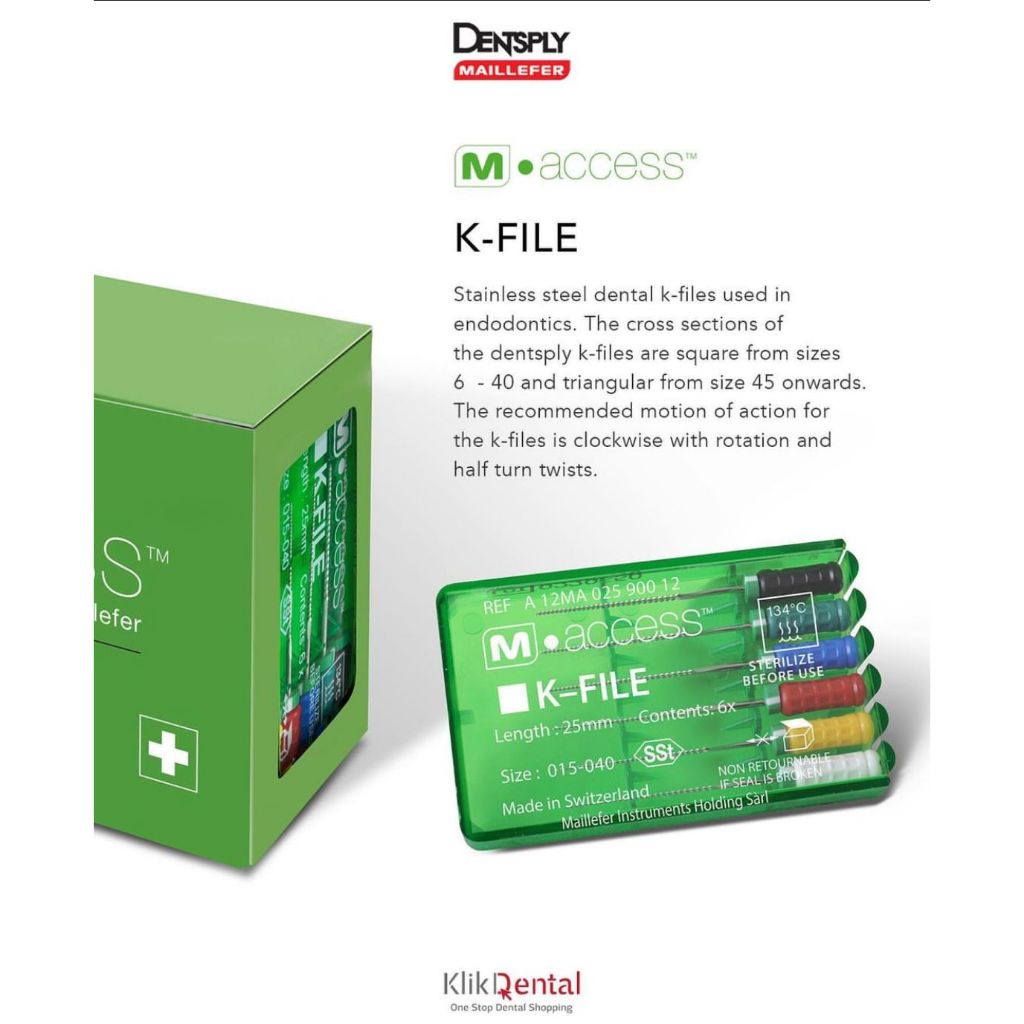 Jual KLIK DENTAL M Access Maileffer K-File #25 mm BOX HIJAU | Shopee ...