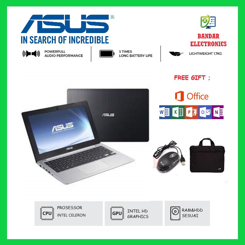 Jual Notebook Asus X201e RAM 4GB 256GB windows 10 - HDD 320GB | Shopee ...