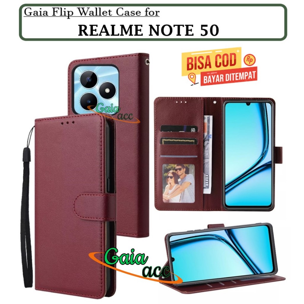 Jual Flip Case Realme Note 50 Case Flip Wallet Premium - Casing Dompet ...