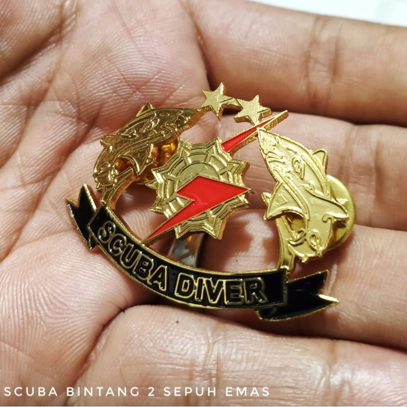 Jual Brivet Brevet Wing Polri/Brimob Scuba Bintang 2 Kuningan 100% ...
