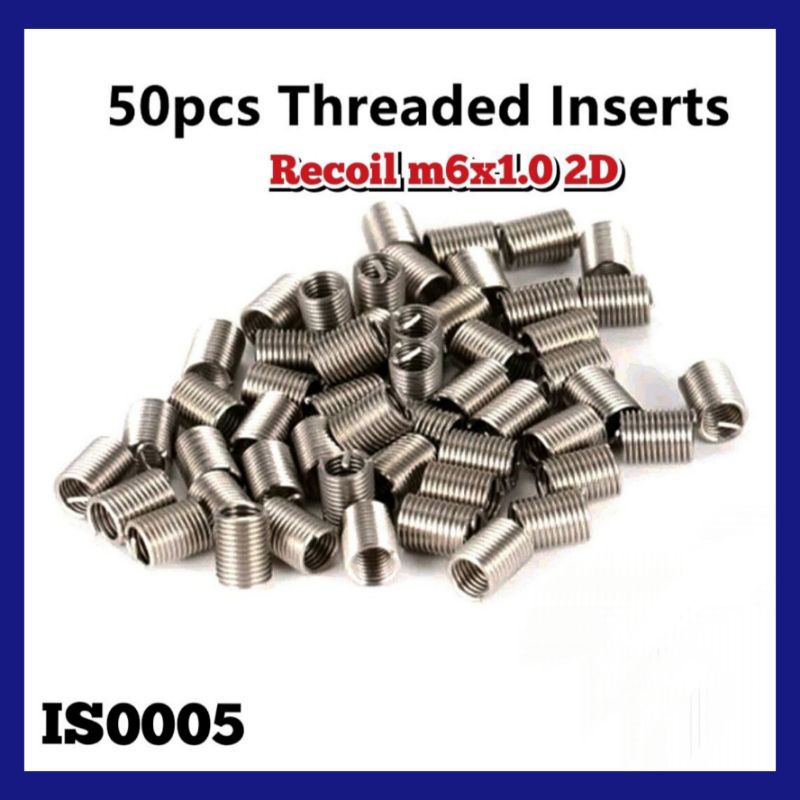 Jual paket 50pcs recoil m6x1.0 2D helicoil recoil baut 10 recoil baut ...