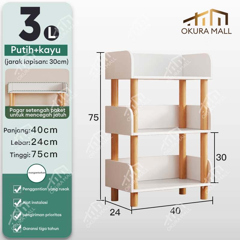 Jual Rak Buku Kayu 6 Susun Rak Susun Kayu merah muda putih Rak Buku ...