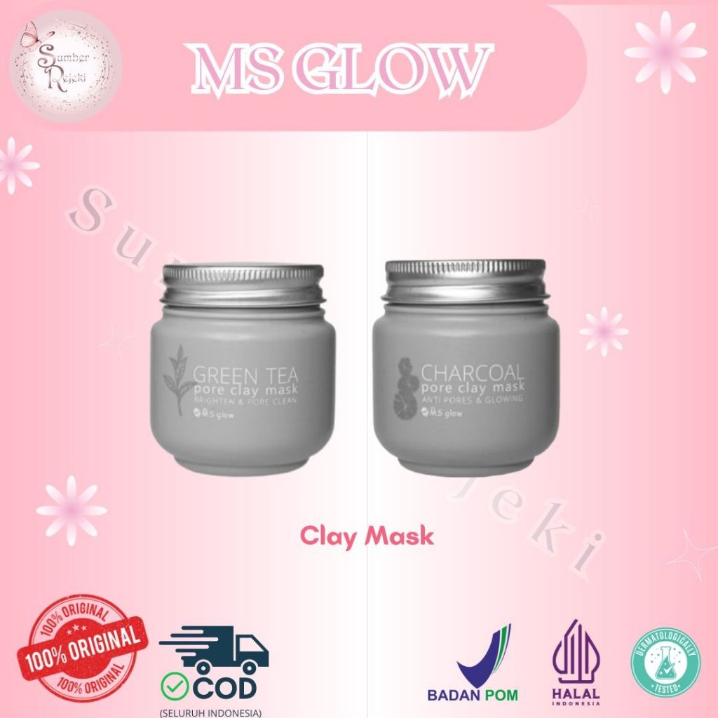 Jual CLAY MASK MS GLOW / MS GLOW CLAY MASK / MASKER MS GLOW GREEN TEA ...