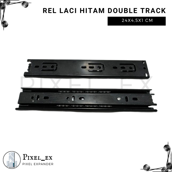Jual Rel Laci HItam 25cm 1 set 2pcs Double Track Full Extention ...