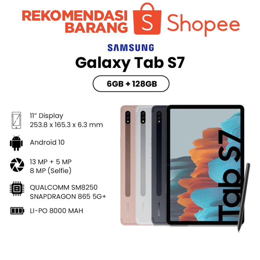 Jual Tablet Android Samsung Galaxy Tab S7 6GB 128GB 5G Garansi Resmi SEIN | Shopee Indonesia