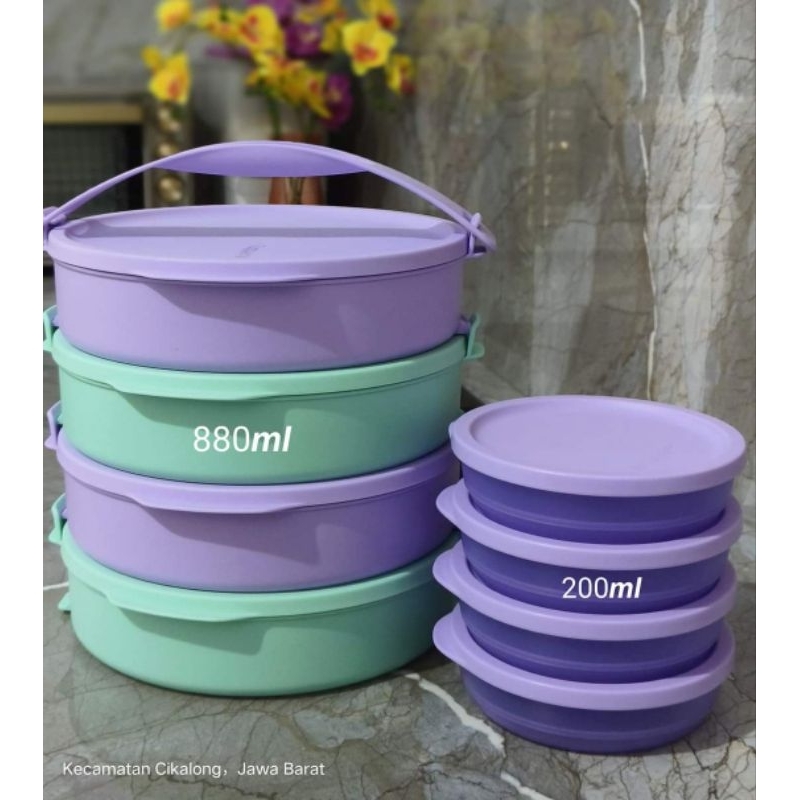 Jual Rantang Bulat Tupperware ukuran 1.1L 4tingkat free small plate ...