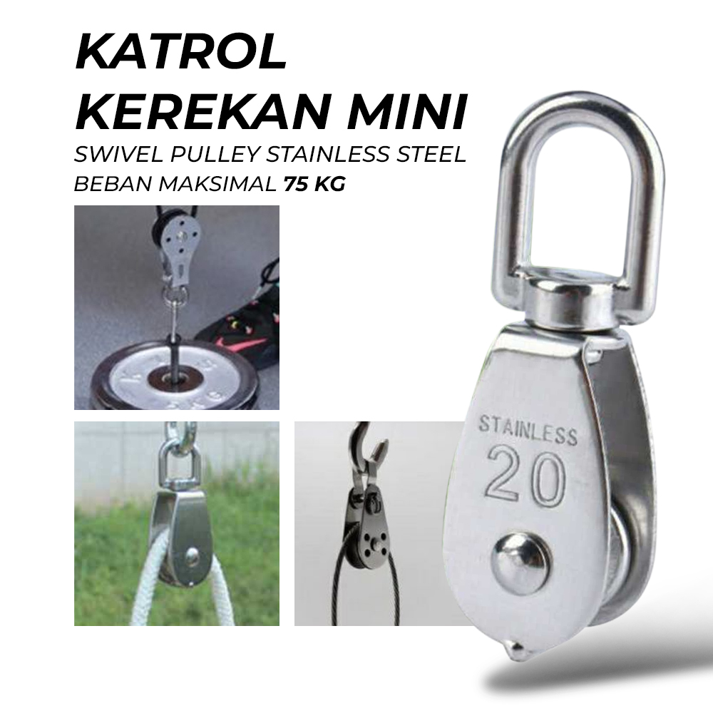 Jual Katrol Kerekan Mini Serbaguna Swivel Pulley Stainless Steel M20 ...