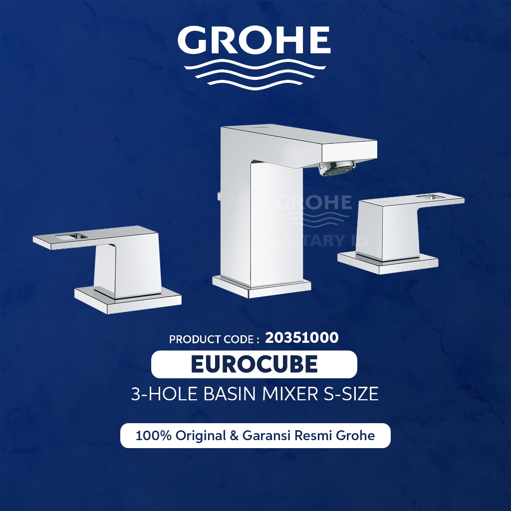 Jual GROHE 20351000 - Keran Kran Wastafel Eurocube Basin 3-Hole ...