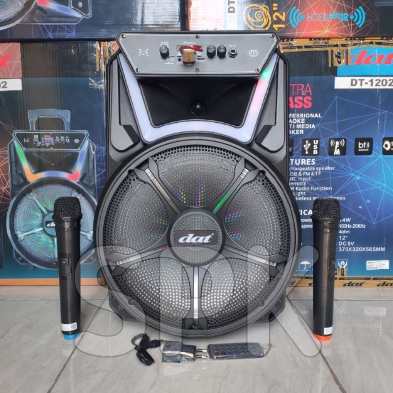 Jual Speaker Portable 12 inch DAT DT 1202 Free 2 Mic Wireless | Shopee ...