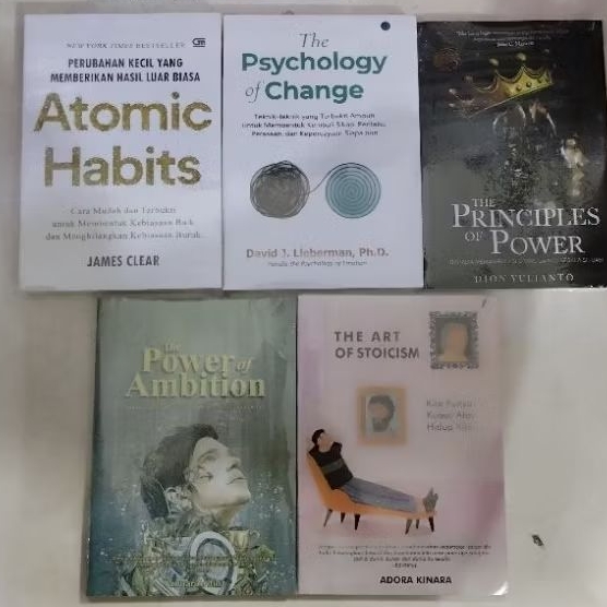 Jual paket 5 buku motivasi atomic habits the psychology of change principles of power the power ...