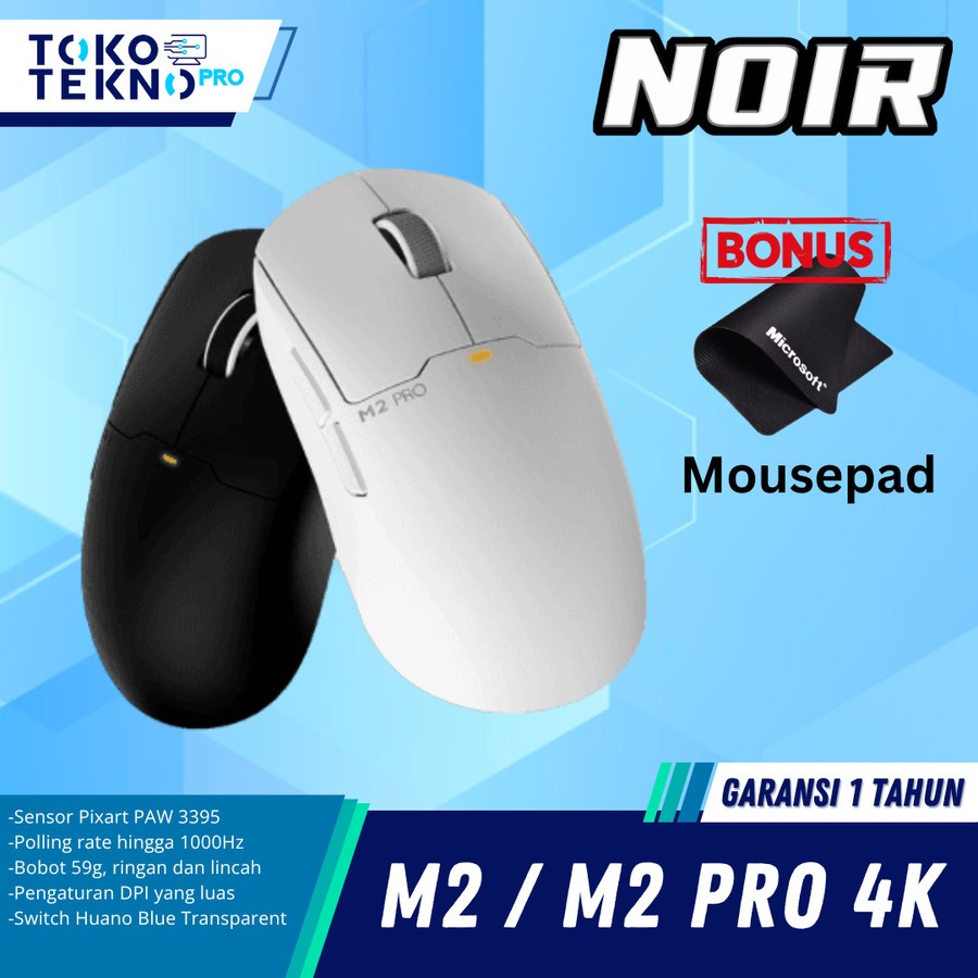 Jual Noir M2 / M2 Pro 4K Wireless Lightweight Gaming Mouse PAW 3395 ...