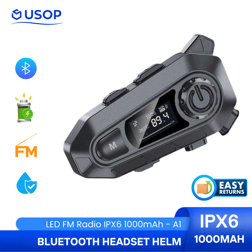 Jual Kebidumei Intercom BT Headset Helm LED FM Radio IPX6 1000mAh - A1 ...