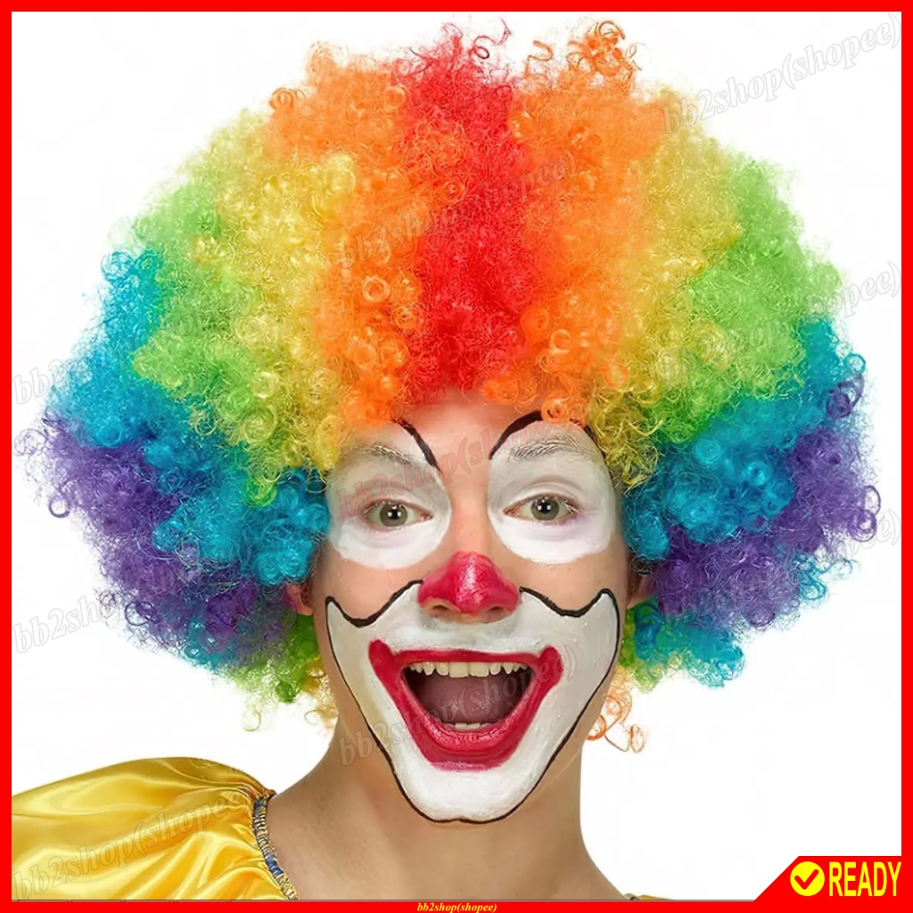 Jual Rambut Palsu Badut Clown Wig Rainbow Pelangi Warna Warni Circus ...