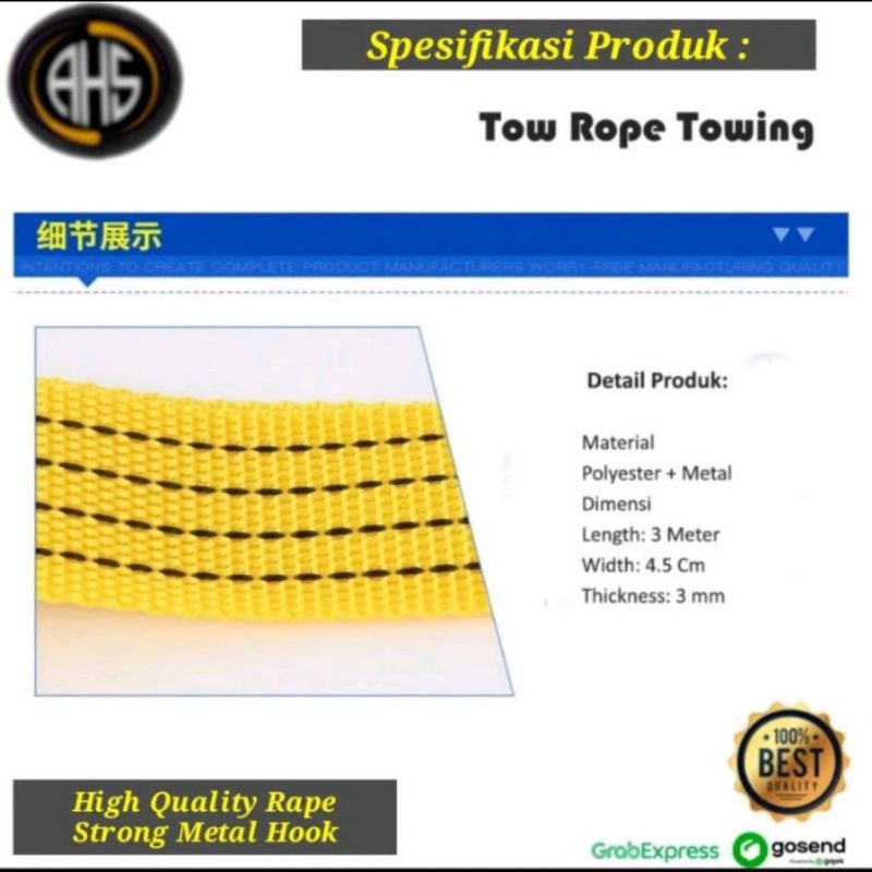 Jual Tali Derek Mobil Emergency Tow Rope Car Towing Hook Alat Bantu ...