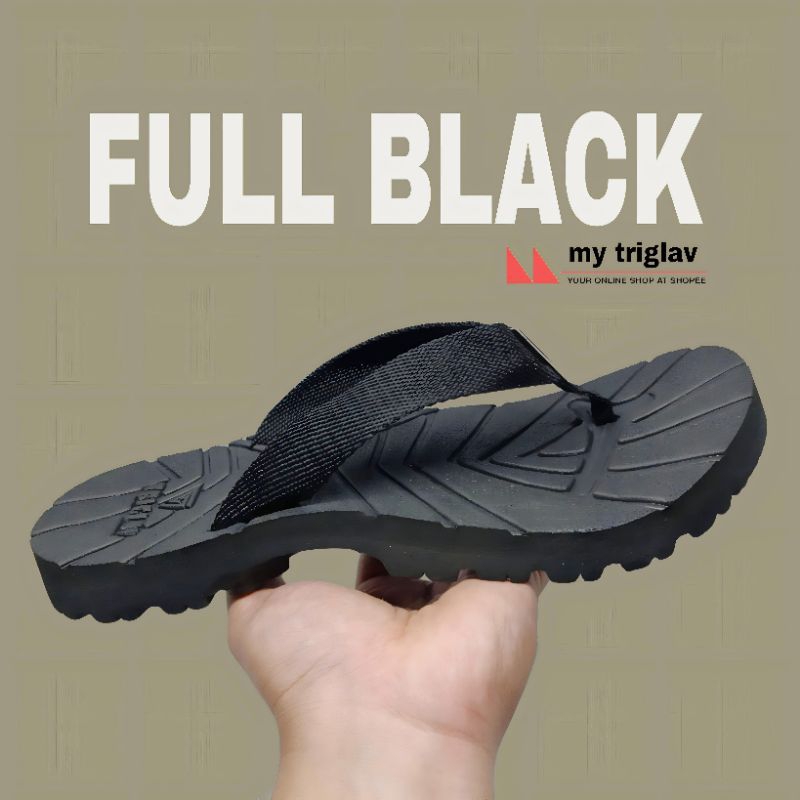 Jual TRIGLAV Sandal Gunung Jepit Top Full Black | Shopee Indonesia