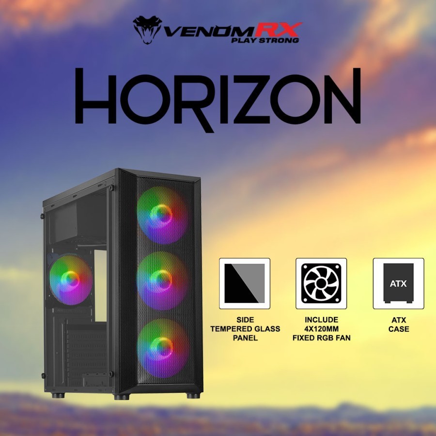 Jual Casing VenomRX Horizon - ATX With 4x120mm Fixed RGB Fan | Shopee ...
