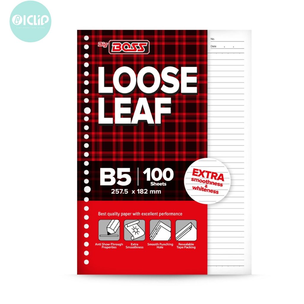 Jual KERTAS BINDER B5 LOOSE LEAF BIG BOSS / BTL Loose Leaf B5 100 Lembar/Isi Binder Ukuran B5 ...