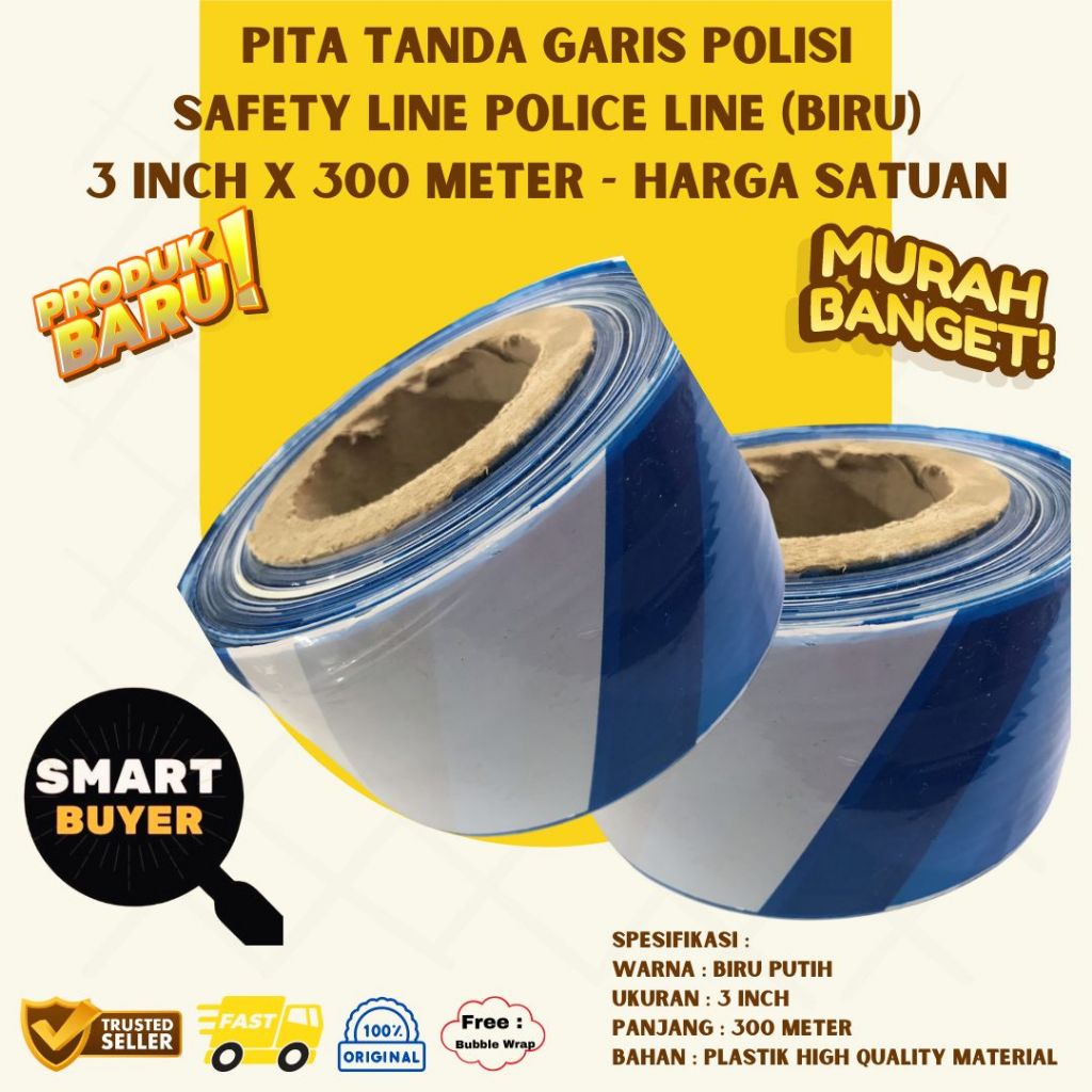 Jual Garis Police Pita Barricade Line Ukuran 3 Inch x 300 Meter Biru ...