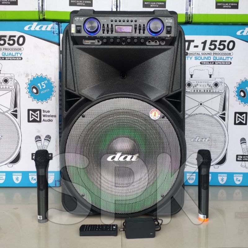 Jual Speaker Portable DAT DT 1550 15 inch 2 Mic Wireless | Shopee Indonesia