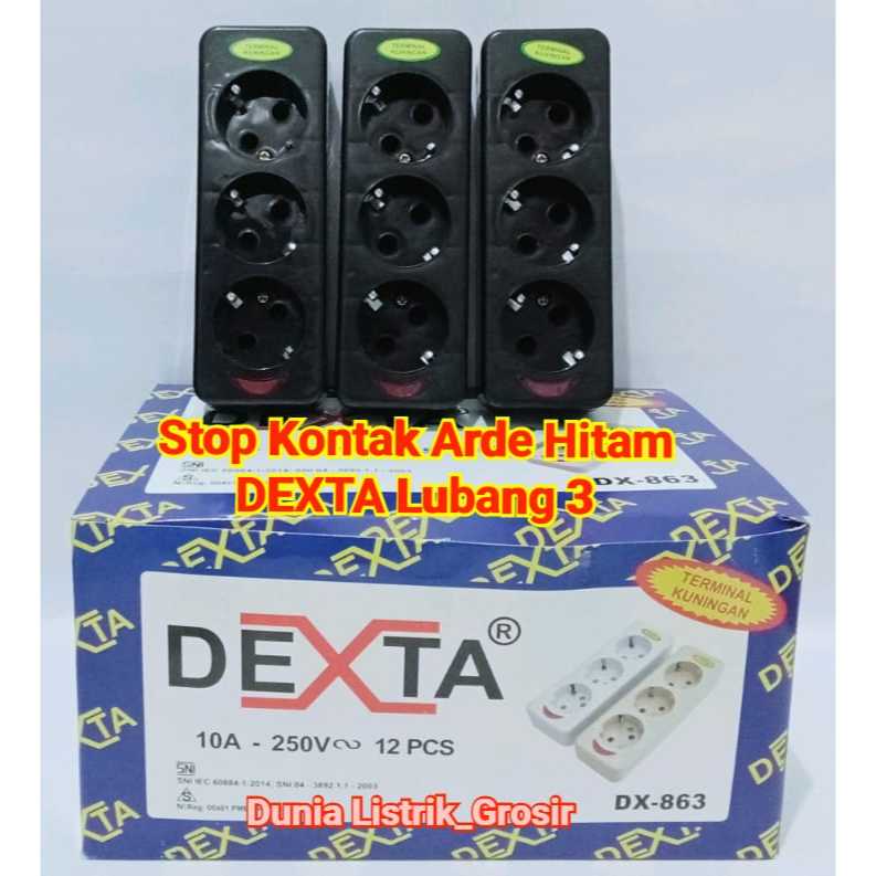 Jual GROSIR!!! Stop Kontak Listrik Black Series Arde 3 Lubang Terminal ...