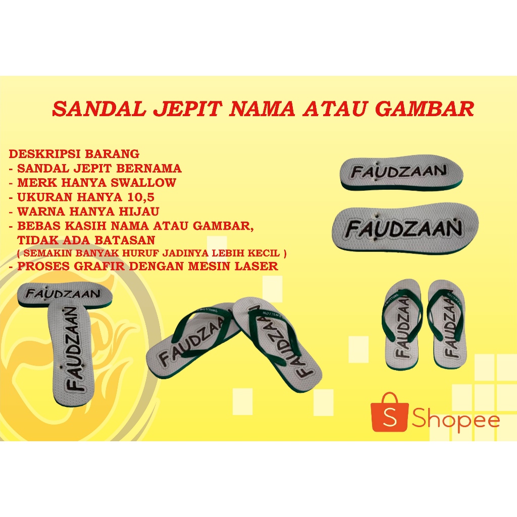 Jual SANDAL CUSTOM UKIR GAMBAR NAMA SENDAL JEPIT SWALLOW | Shopee Indonesia