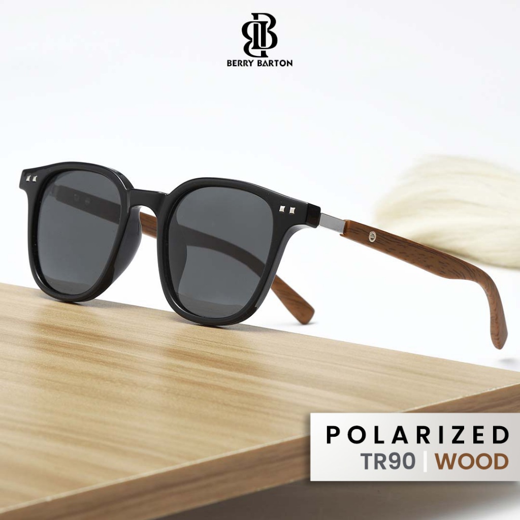 Jual Berrybarton Kacamata Hitam Polarized Frame Bulat Plastik Tekstur ...