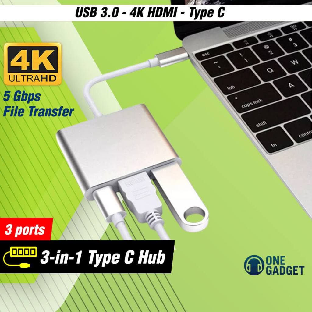 Jual Converter Type C to HDMI USB Hub 4K USB 3.0 | Konektor Type C PD ...