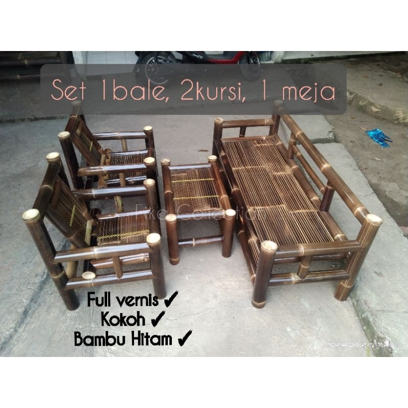 Jual bambu hitam set bale kursi meja , kursi teras, kursi minimalis ...