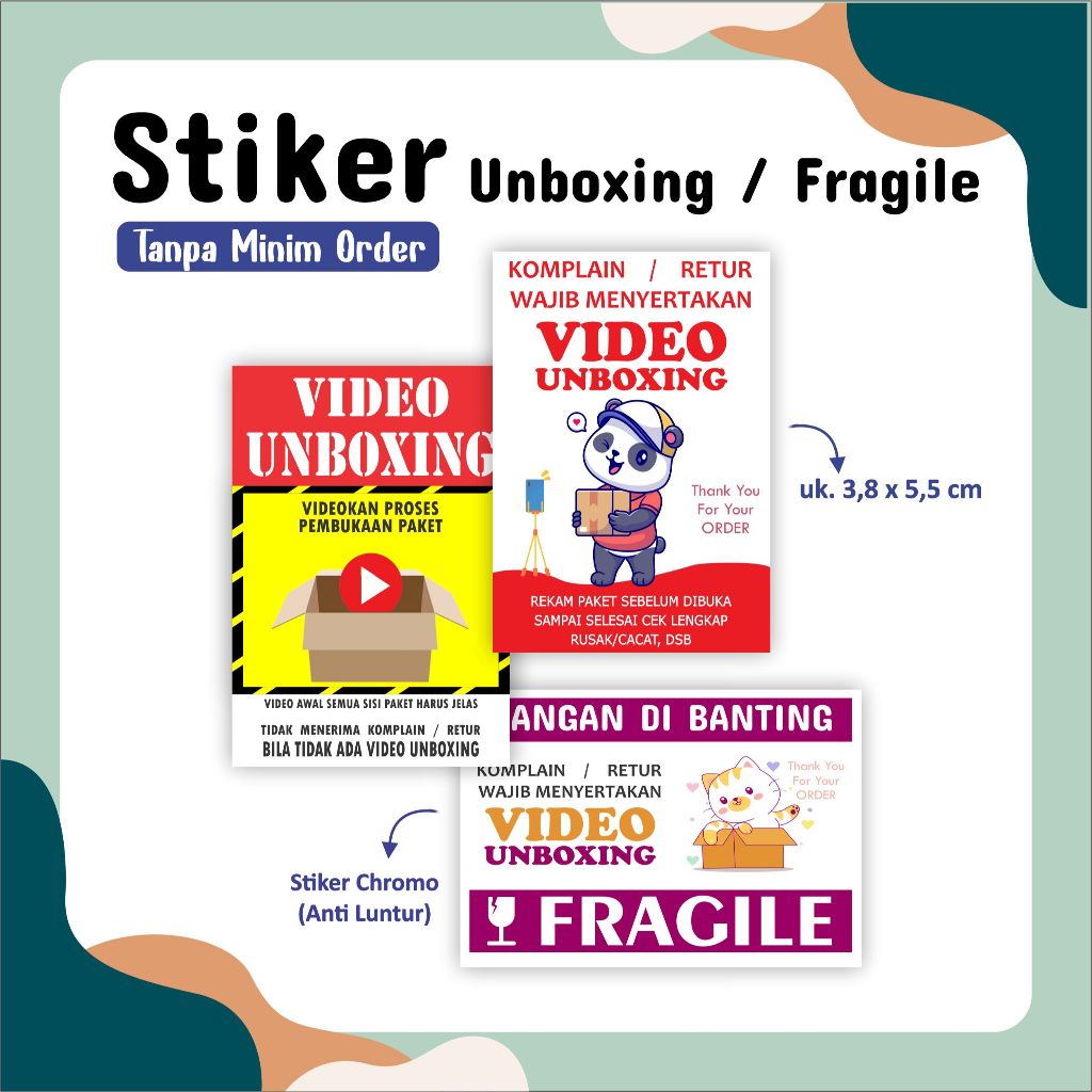 Jual (1pcs stiker) Stiker Video Unboxing, Stiker Fragile, Stiker ...