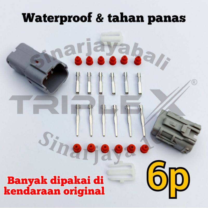 Jual soket 6pin socket konektor kabel waterproof anti air 6 pin 6p ...
