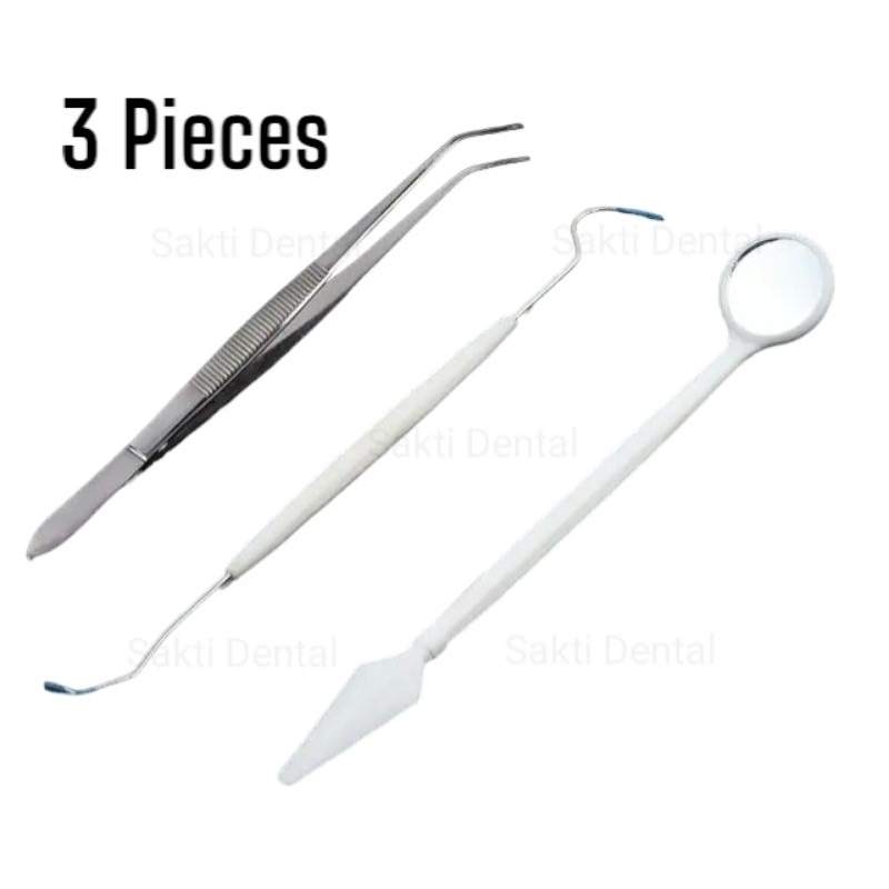 Jual Disposabel 1 Set 3 Pieces Instrumen Alat Pemeriksaan Dental Gigi ...