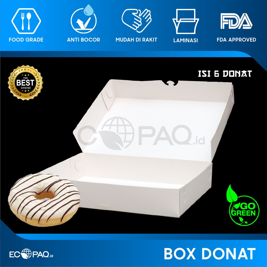 Jual Box Donat - Kotak Donat - Dus Donat Donut - PUTIH- Isi 6 (30 pcs ...