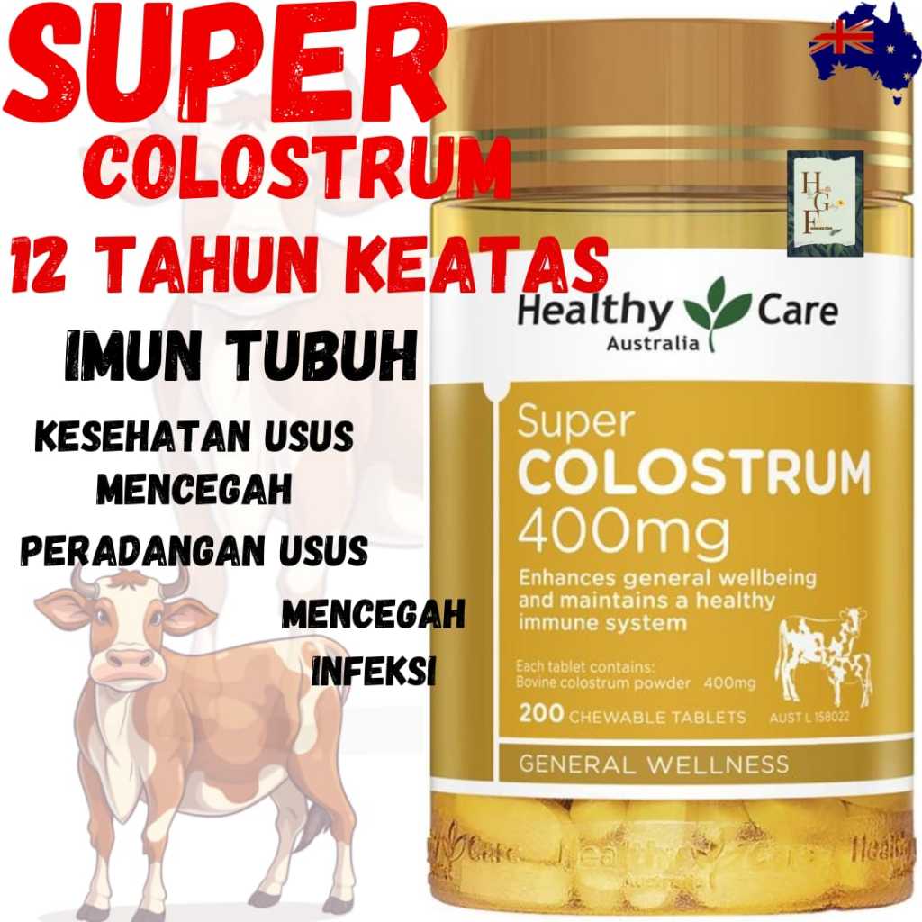 Jual Healthy Care Super Colostrum 400mg 200 Chewable Tablets | Shopee ...