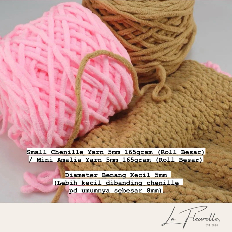 Jual Benang Rajut Small Chenille Yarn / Benang Chenile Diameter Kecil 5mm 165g (Roll Besar ...