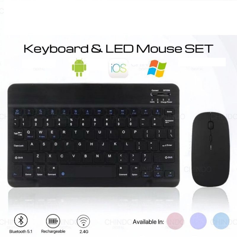 Jual Wireless Bluetooth Keyboard Mouse Set Buat Tablet Android Ipad Shopee Indonesia